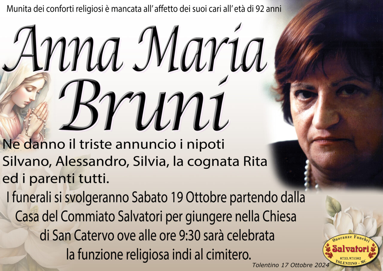 Anna Maria Bruni di anni 92 - Onoranze funebri Salvatori